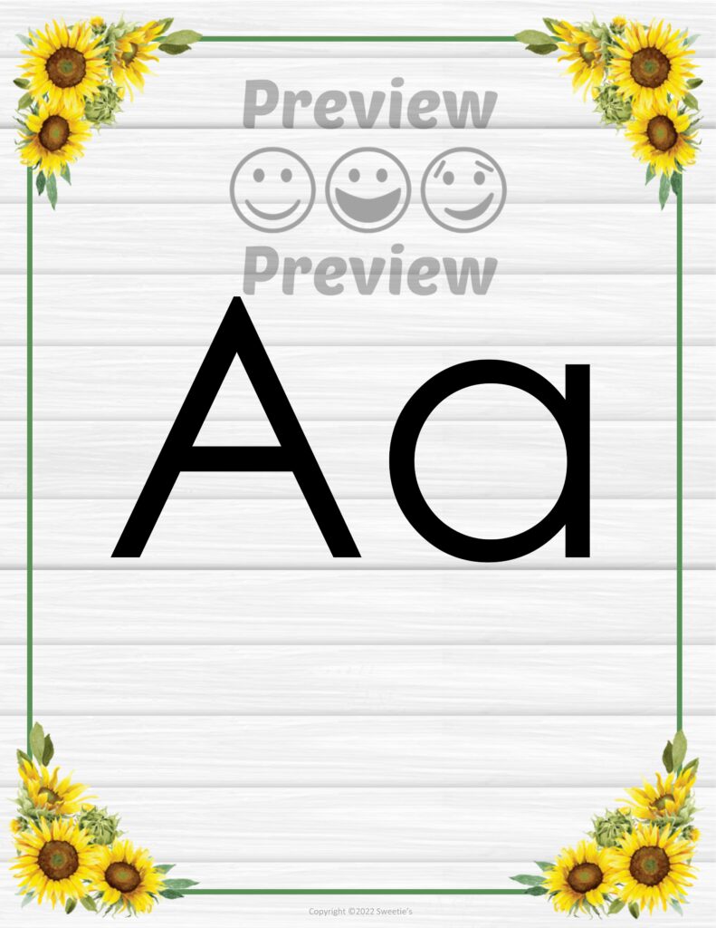 Alphabet Posters Farmhouse Sunflower - Made By Teachers