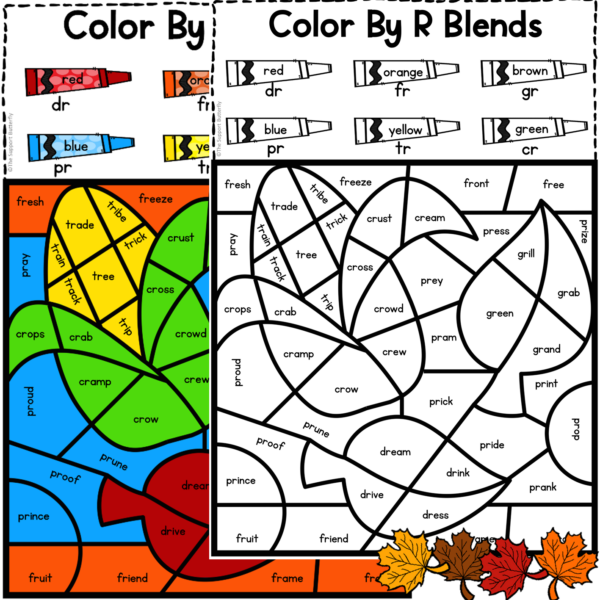 Fall Color by Code R Blends | Made By Teachers
