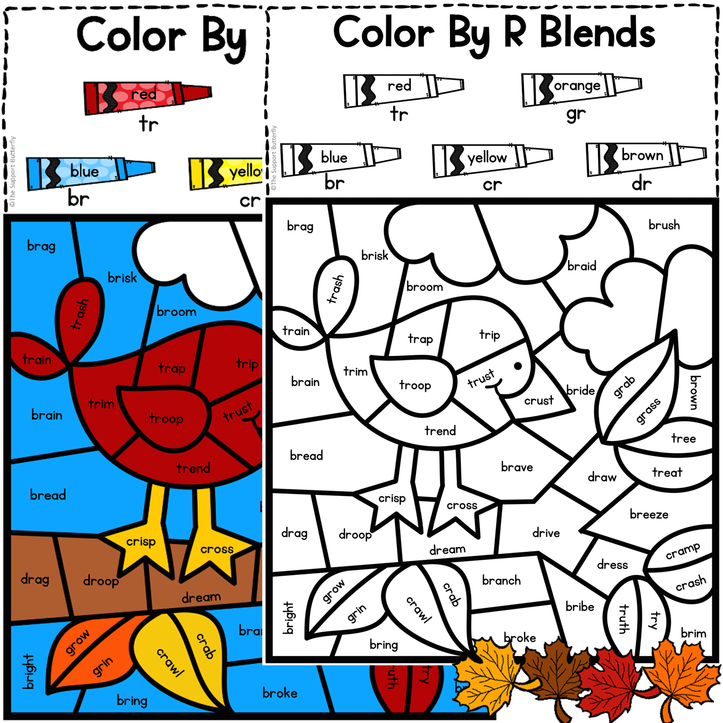 Fall Color by Code R Blends - Made By Teachers