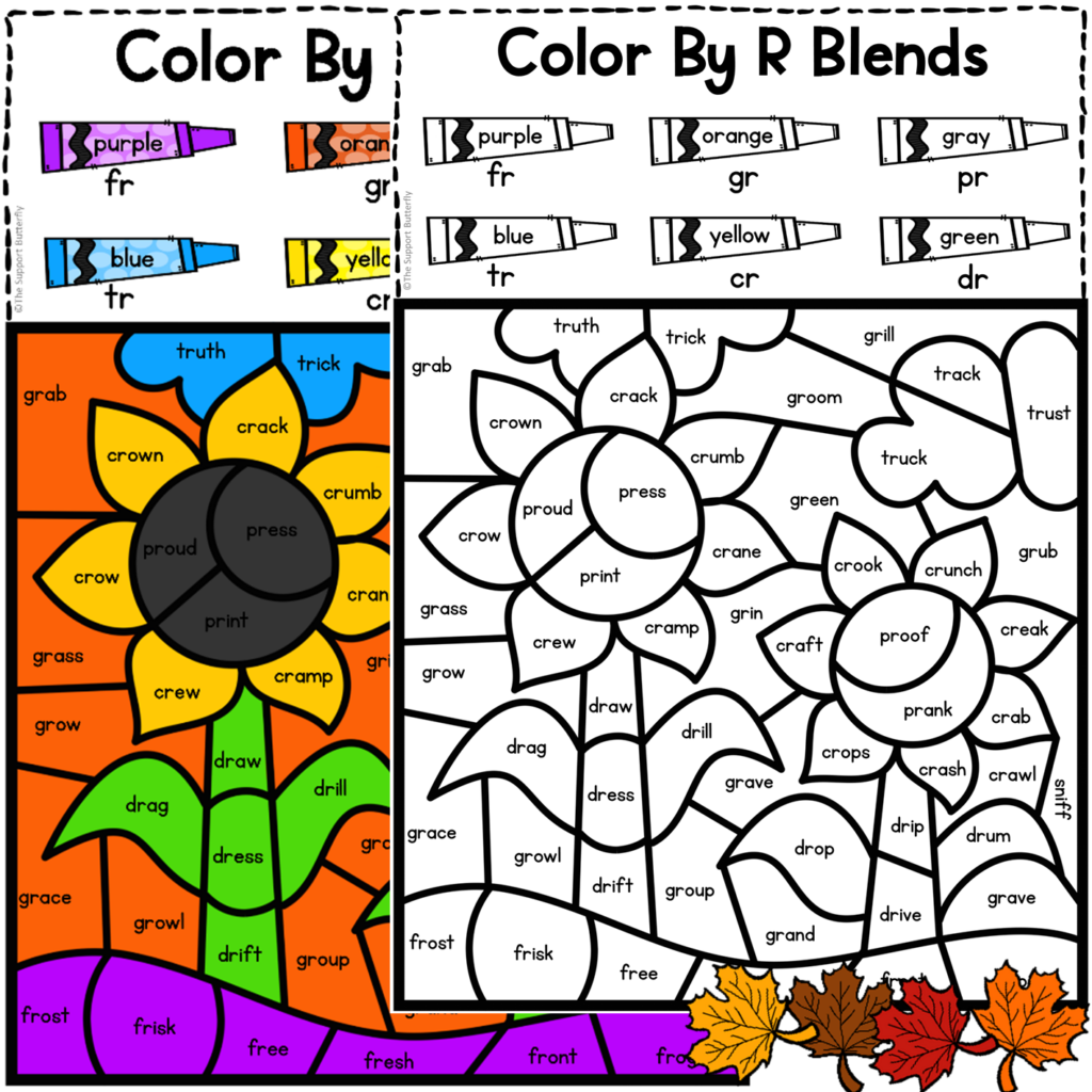 Fall Color by Code R Blends - Made By Teachers