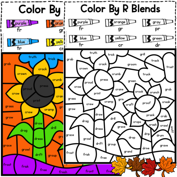 Fall Color by Code R Blends - Made By Teachers