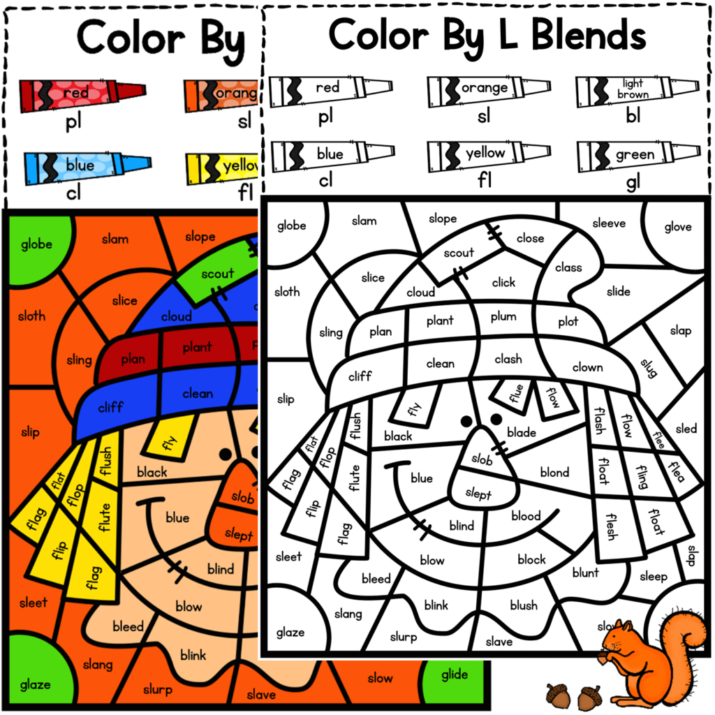 Fall Color by Code L Blends | Made By Teachers