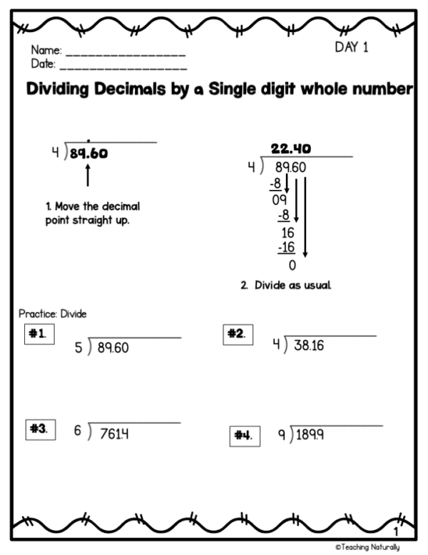 Dividing Decimals Practice Worksheets Printable & Digital Google - Made ...