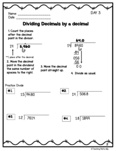 Dividing Decimals Practice Worksheets Printable & Digital Google - Made ...