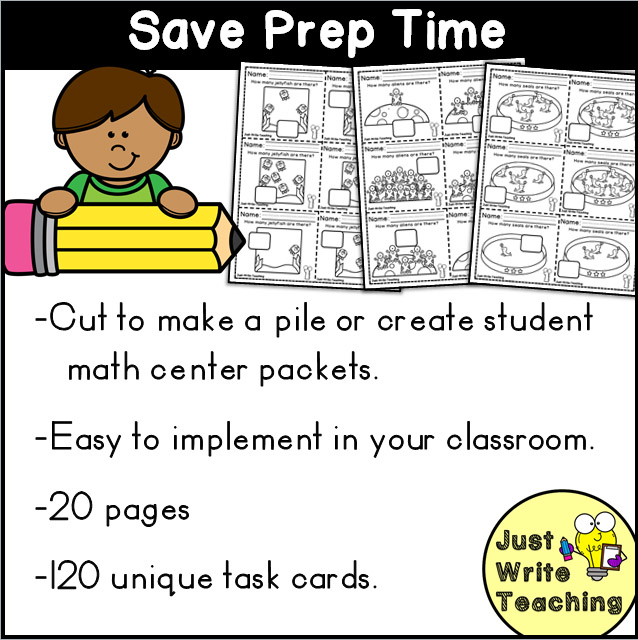 Count and Write Task Cards - First Grade Math Centers | Made By Teachers