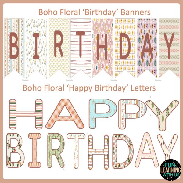 Boho Editable Rainbow Birthday Bulletin Board Display - Made By Teachers