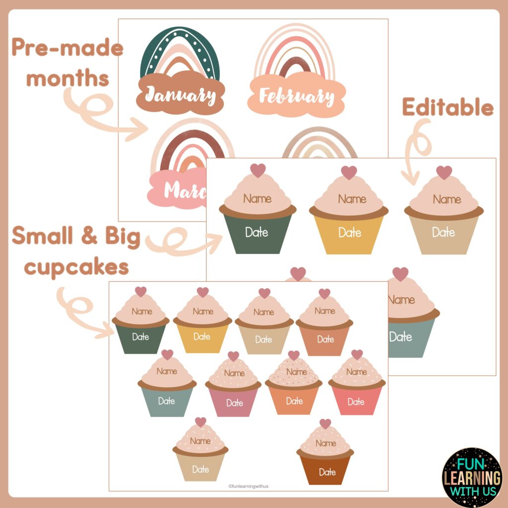 Boho Editable Rainbow Birthday Bulletin Board Display | Made By Teachers