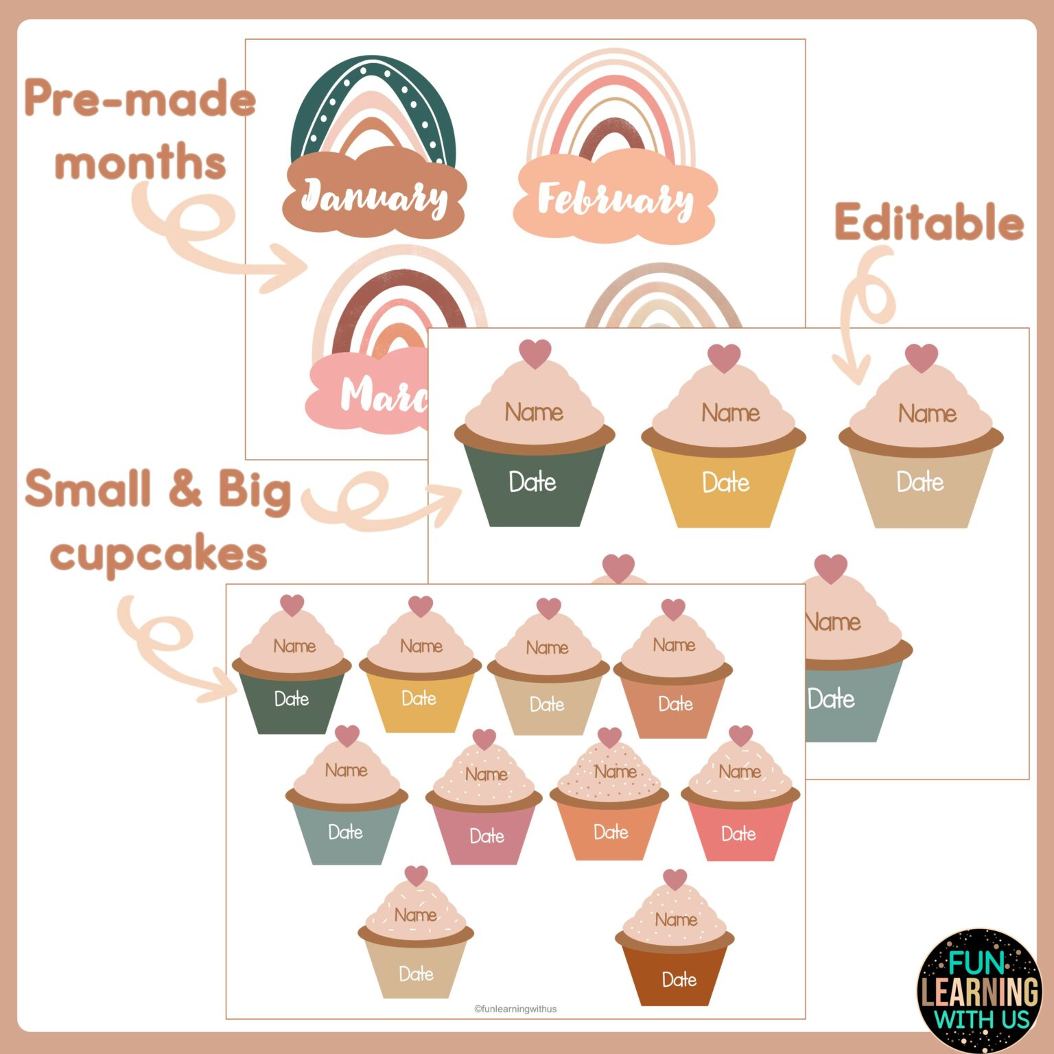 Boho Editable Rainbow Birthday Bulletin Board Display - Made By Teachers