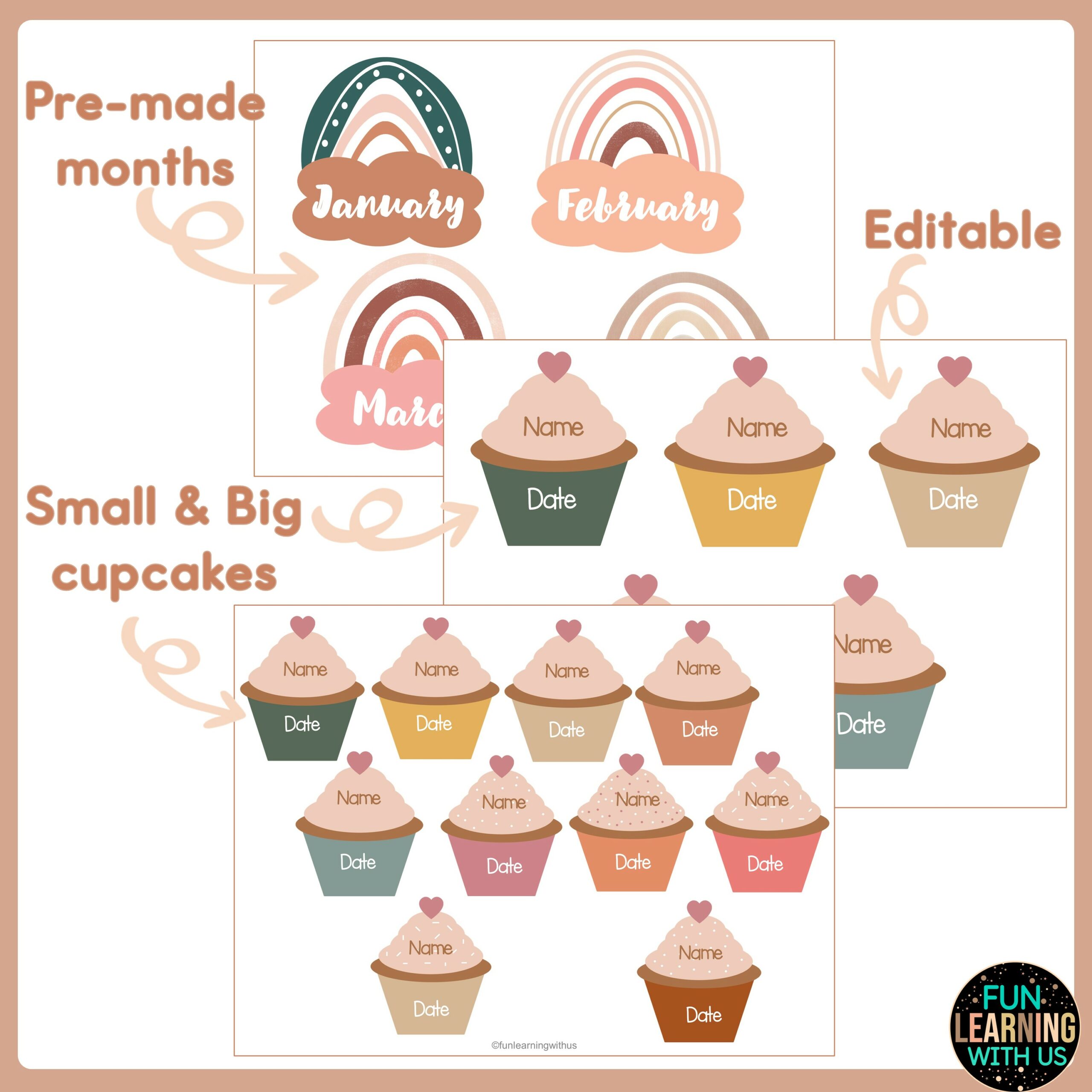 Boho Editable Rainbow Birthday Bulletin Board Display - Made By Teachers