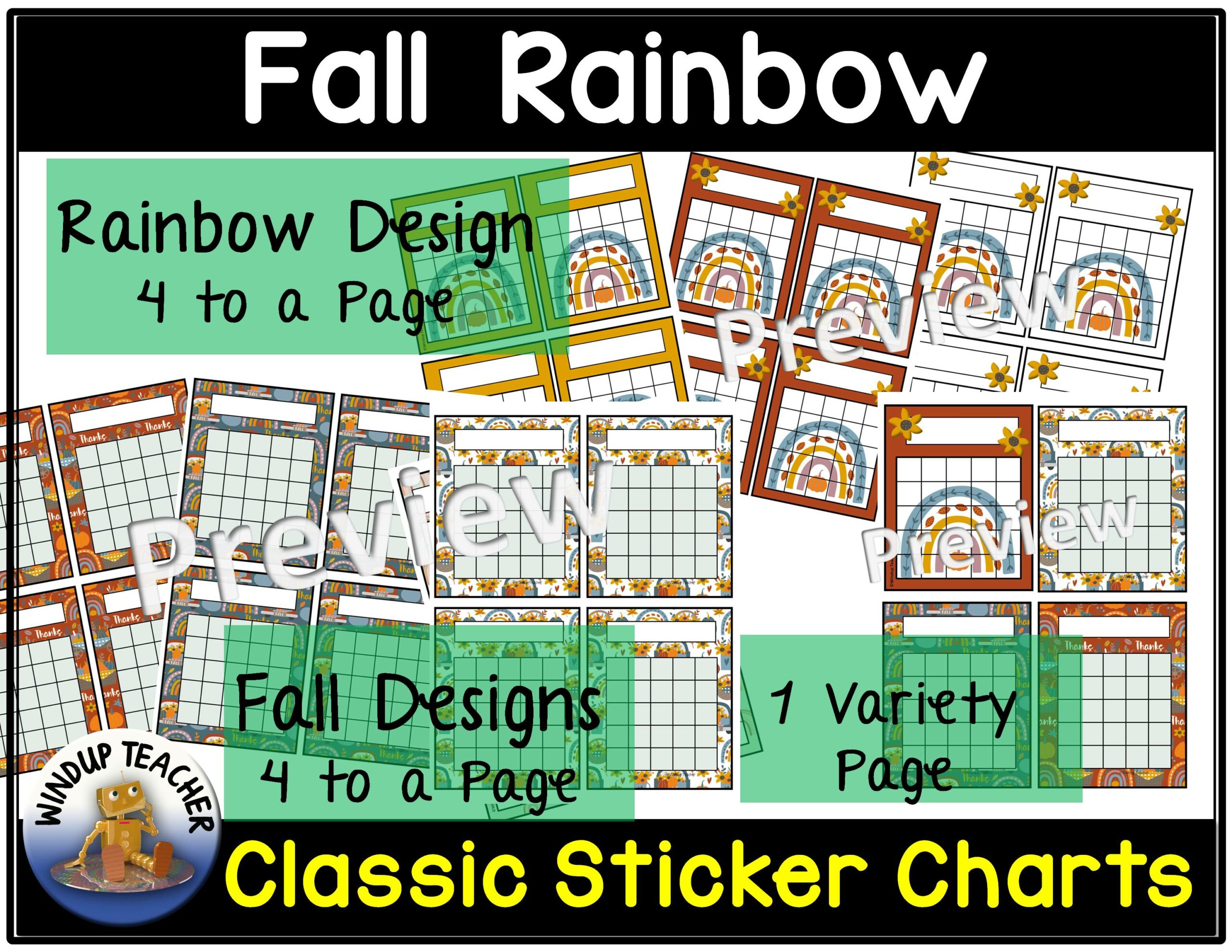Fall Rainbow Classic Sticker Charts | Made By Teachers