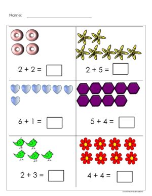 Easy Addition within 10 - K-1 Math - both color & b/w - Great for ...