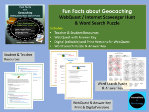 Geocaching - WebQuest & Word Search Puzzle - Made By Teachers