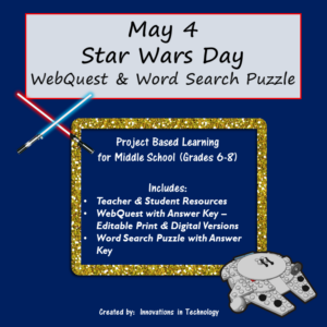 May 4 Star Wars Day - WebQuest & Word Search Puzzle | Made By Teachers