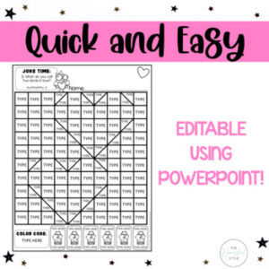 Valentine's Day Color by CVC Words Mystery Pictures Editable Worksheets ...