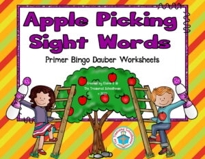 Primer Sight Word Bingo Dauber Sheets with Apples - Made By Teachers