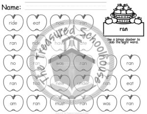 Primer Sight Word Bingo Dauber Sheets with Apples - Made By Teachers