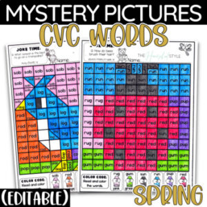 Spring CVC Words Practice Coloring Pages Editable Worksheets - Made By ...