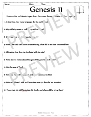 Book of Genesis Questions Chapters 11-15 - Made By Teachers