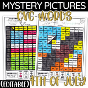 4th of July CVC Words Practice Coloring Pages Editable Worksheets ...