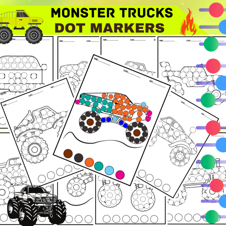 Monster Trucks Activities Bingo Daubers Dot Markers - Made By Teachers