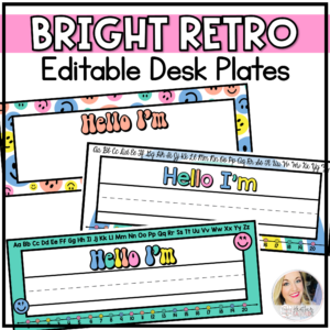 Desk Name Tags Bright Retro | Made By Teachers