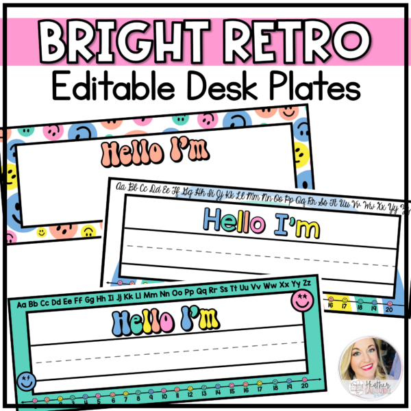 Desk Name Tags Bright Retro - Made By Teachers