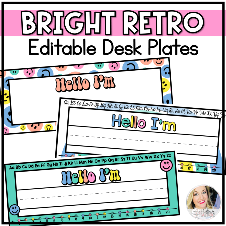 Desk Name Tags Bright Retro - Made By Teachers