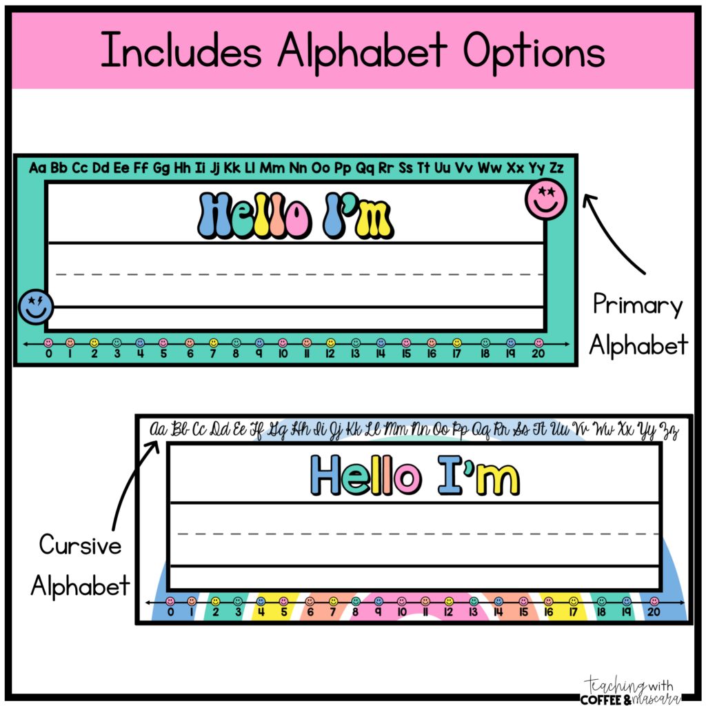 Desk Name Tags Bright Retro | Made By Teachers