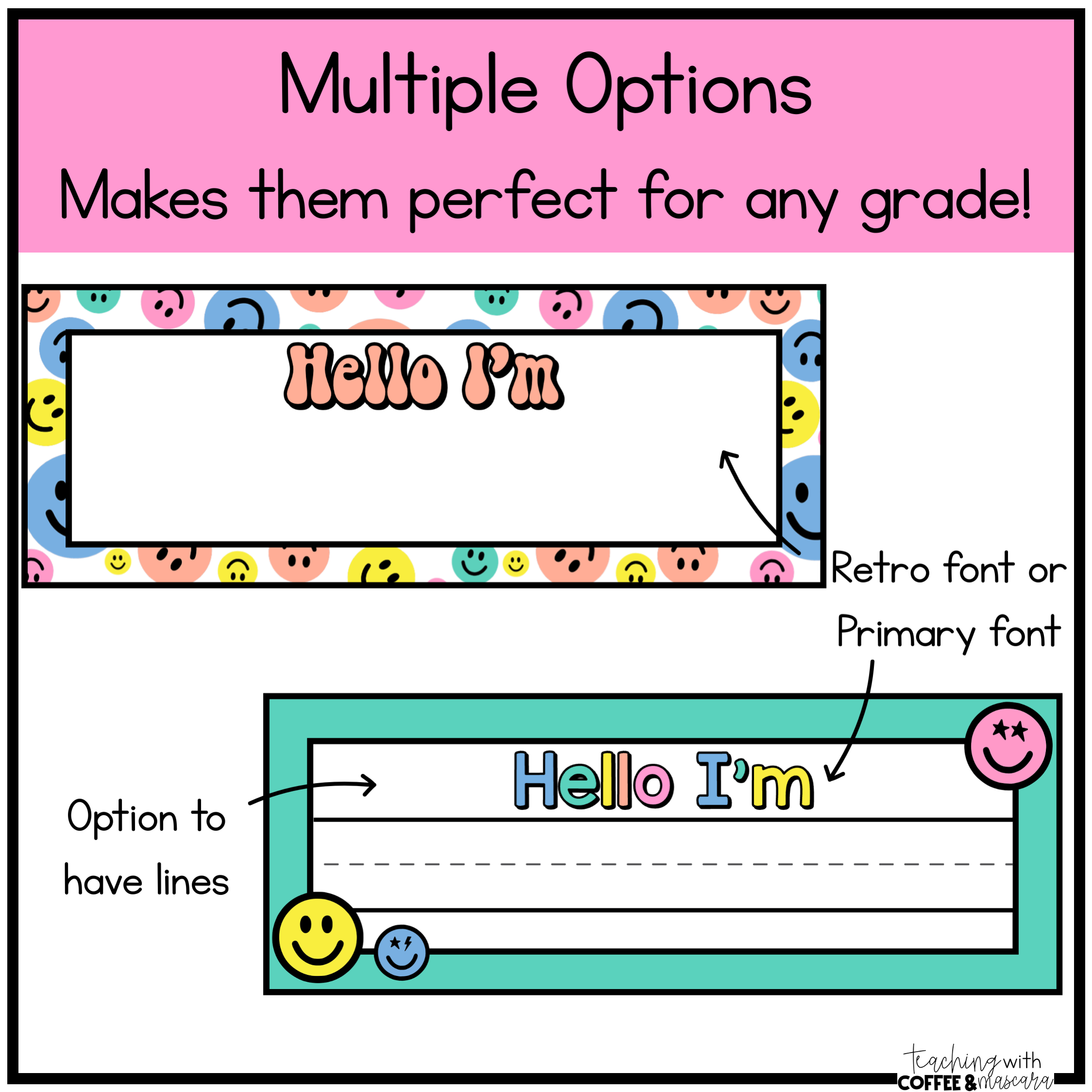 Desk Name Tags Bright Retro - Made By Teachers