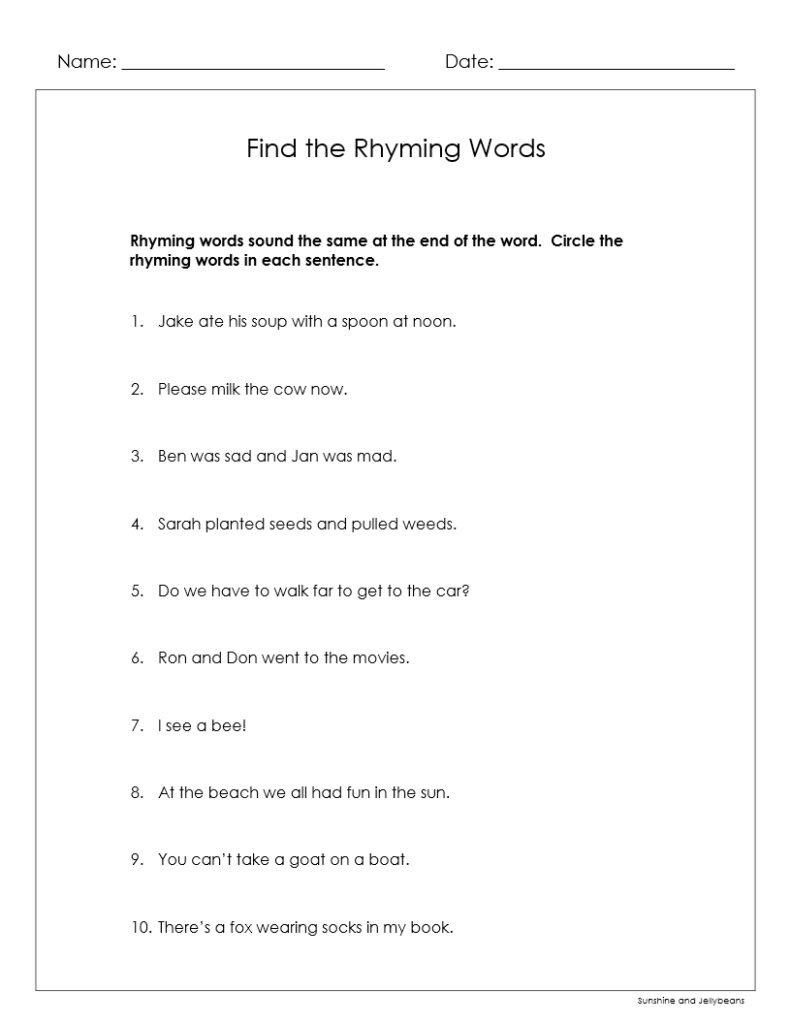 Rhyming Words 4 Worksheets Great Practice Grades 1 2 3 Made By rhyming-words-4-worksheets-great-practice-grades-1-2-3-made-by