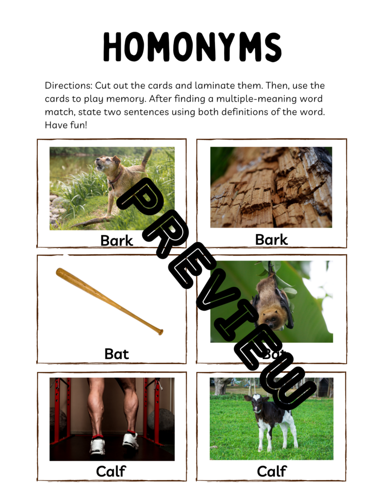 Multiple-Meaning Words-Homophones And Homomyns - Made By Teachers