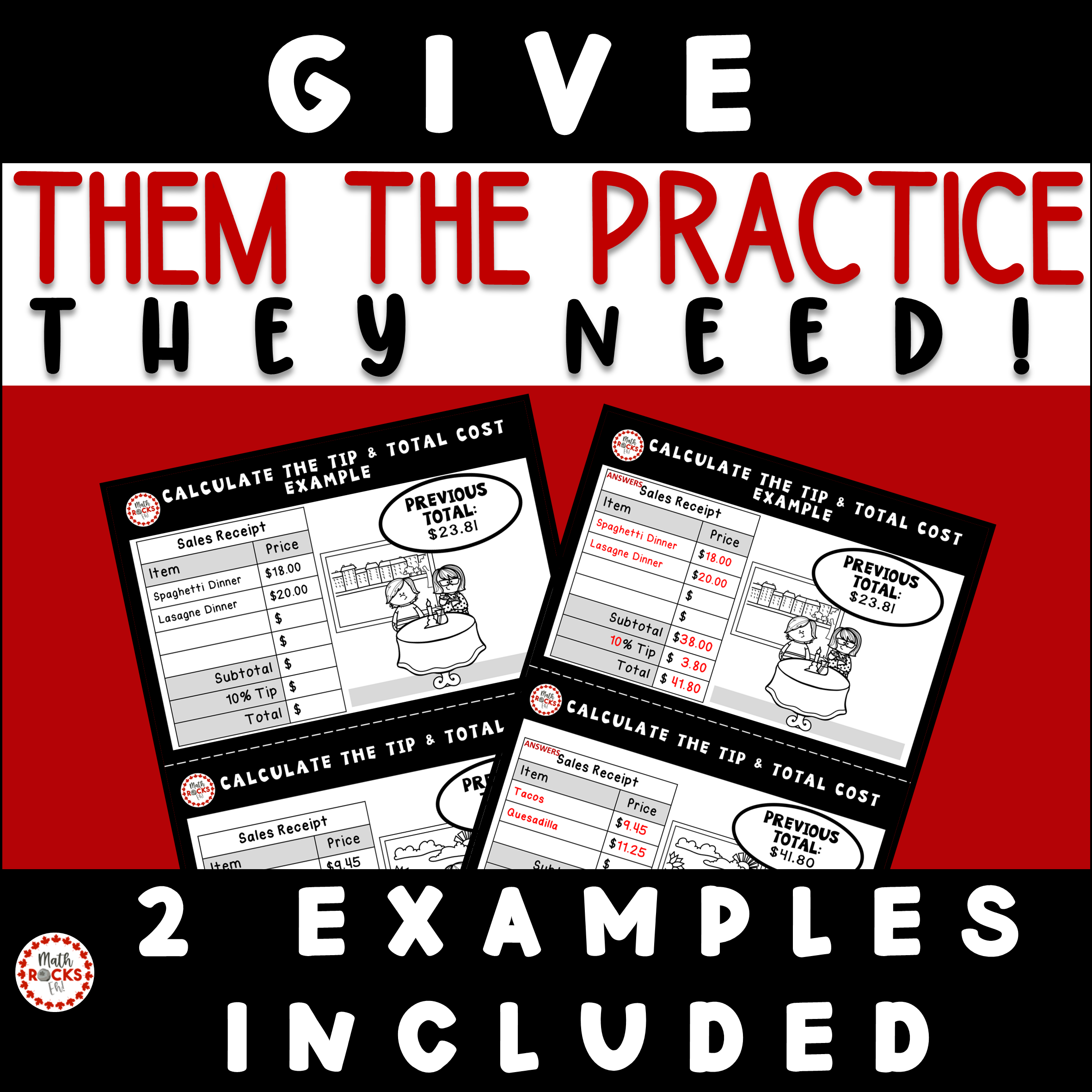 Calculate Tip and Total Cost Scavenger Hunt Printable Math Activity ...