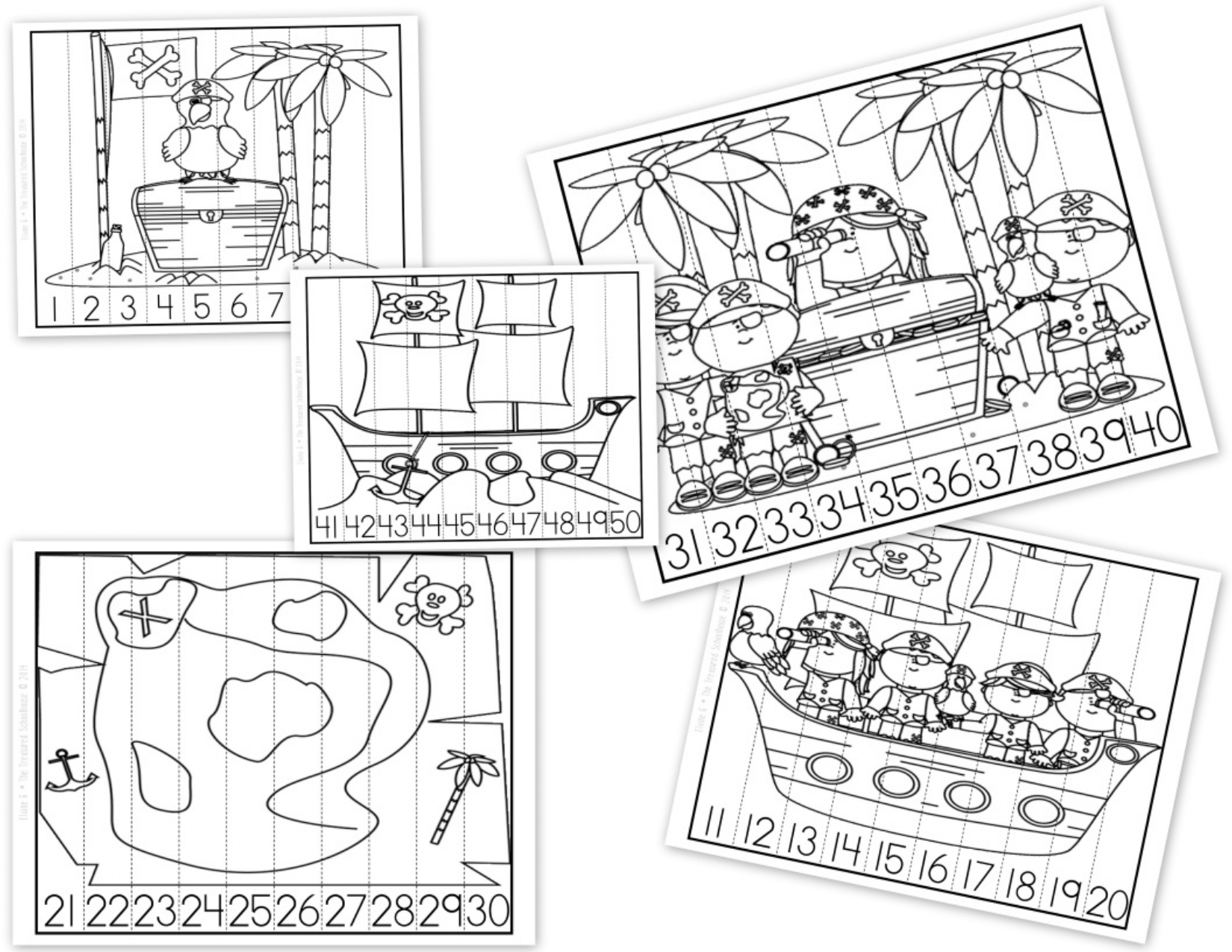 Number Strip Puzzles for 1 to 50 with Pirates | Made By Teachers