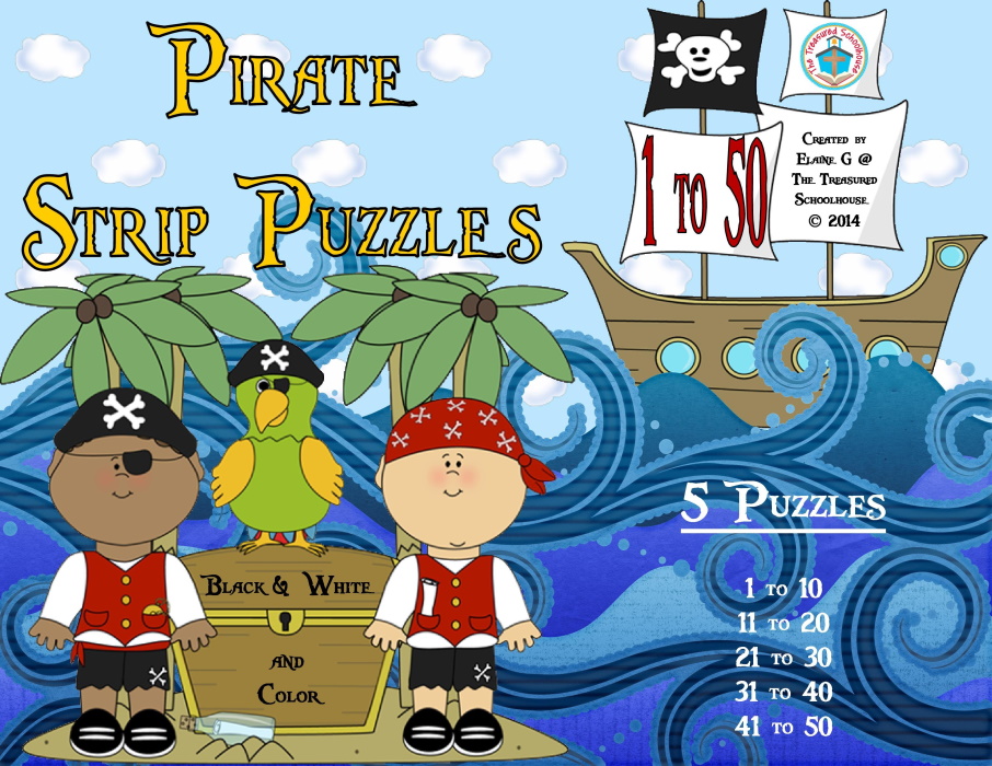 Number Strip Puzzles for 1 to 50 with Pirates | Made By Teachers