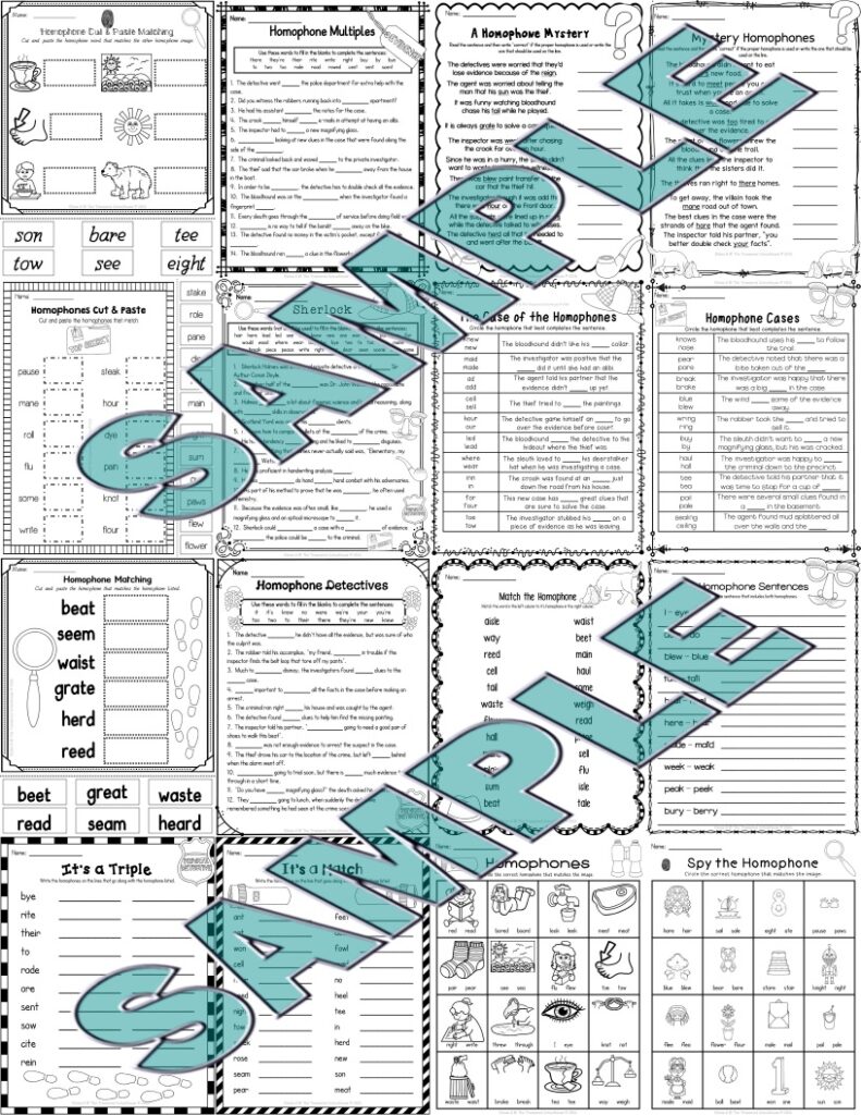 Homophone Worksheet & Activity Pack with Detectives - Made By Teachers
