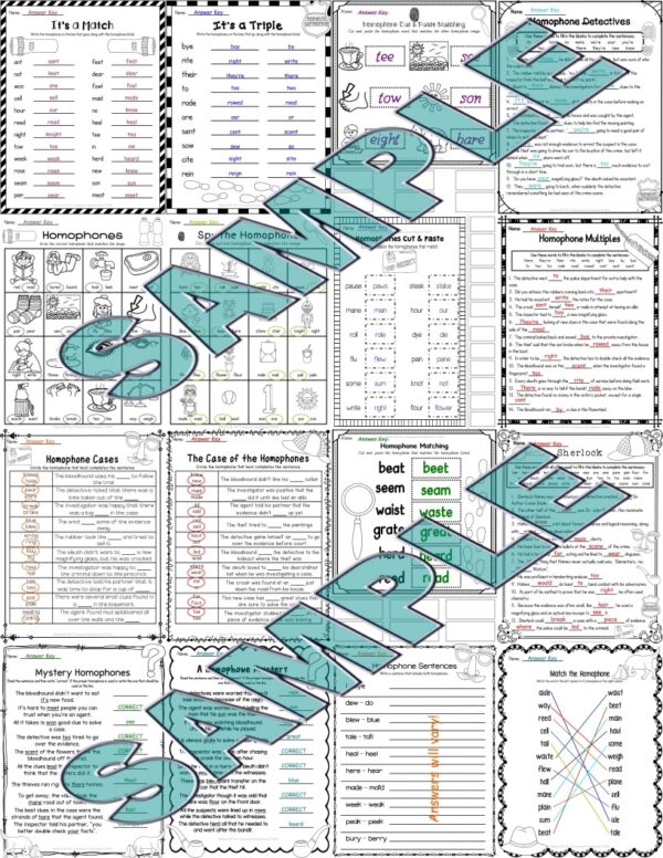 Homophone Worksheet & Activity Pack with Detectives - Made By Teachers
