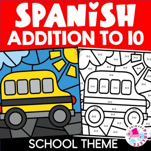 Spanish Back to School Color by Number Addition to 10 | Made By Teachers