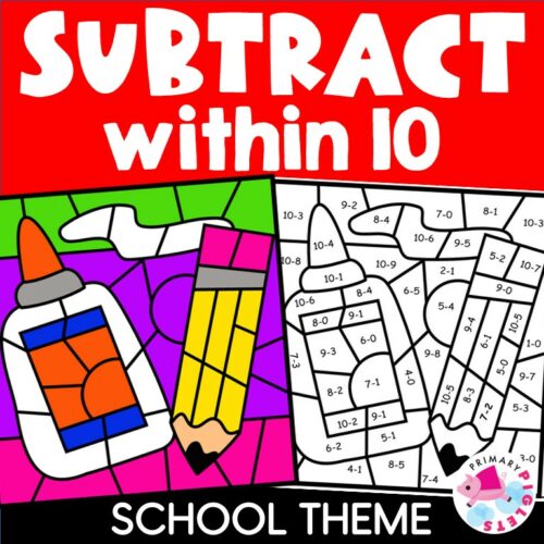 BACK TO SCHOOL COLOR BY NUMBER SUBTRACTION TO 10 - Made By Teachers