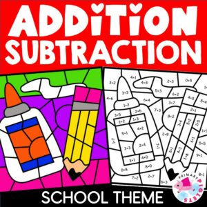 BACK TO SCHOOL COLOR BY NUMBER ADDITION AND SUBTRACTION BUNDLE | Made ...