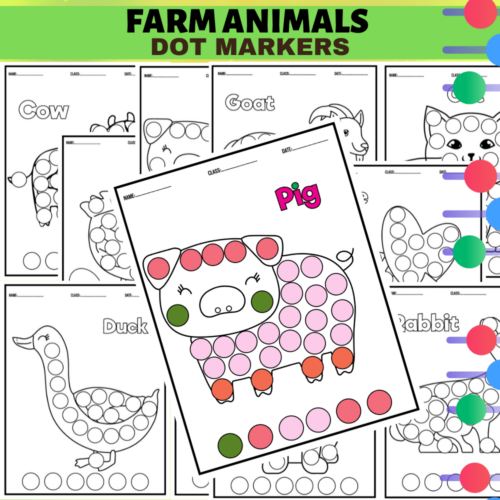 Farm Animals Dot Markers -Bingo Daubers Back to school Activities 100% ...