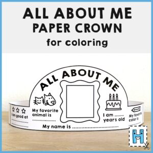 All About Me Paper Crown Headband Hat Printable Back To School Craft ...