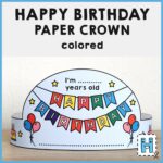 Happy Birthday Paper Crown Printable Coloring Craft Activity Template ...