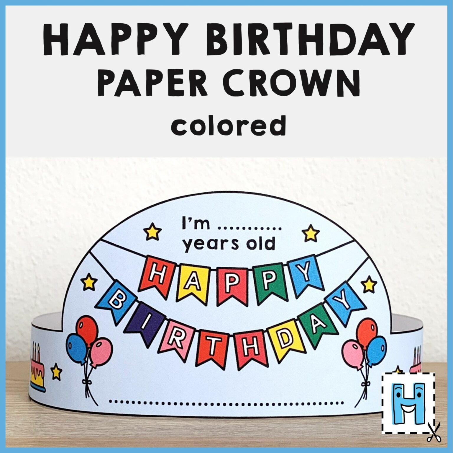 Happy Birthday Paper Crown Printable Costume Craft Activity Template ...