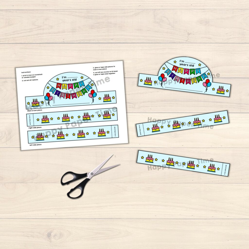 Happy Birthday Paper Crown Printable Costume Craft Activity Template ...