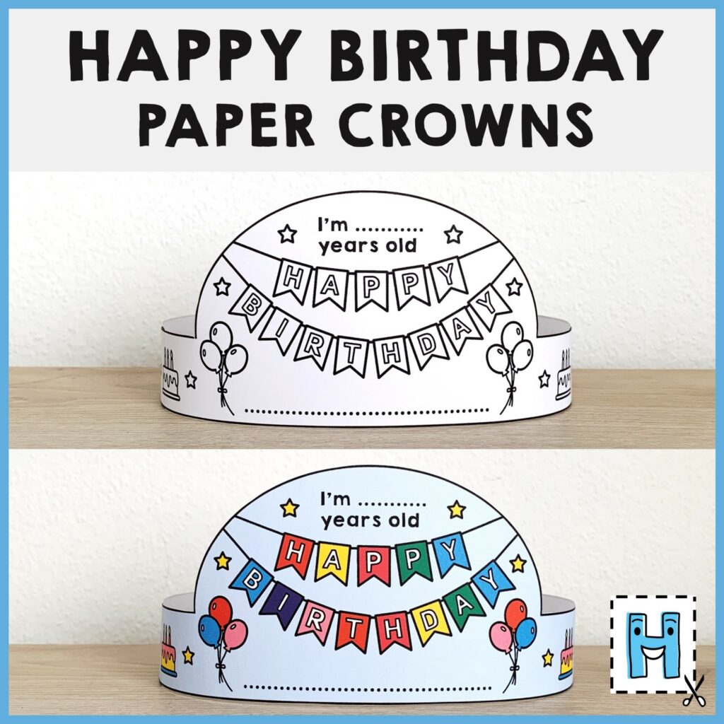 Birthday Cake Paper Crown Printable Coloring Craft | Made By Teachers