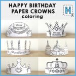 Happy Birthday Paper Crowns Headbands Hats Printable Coloring Craft ...