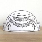 Happy Birthday Paper Crowns Headbands Hats Printable Coloring Craft ...