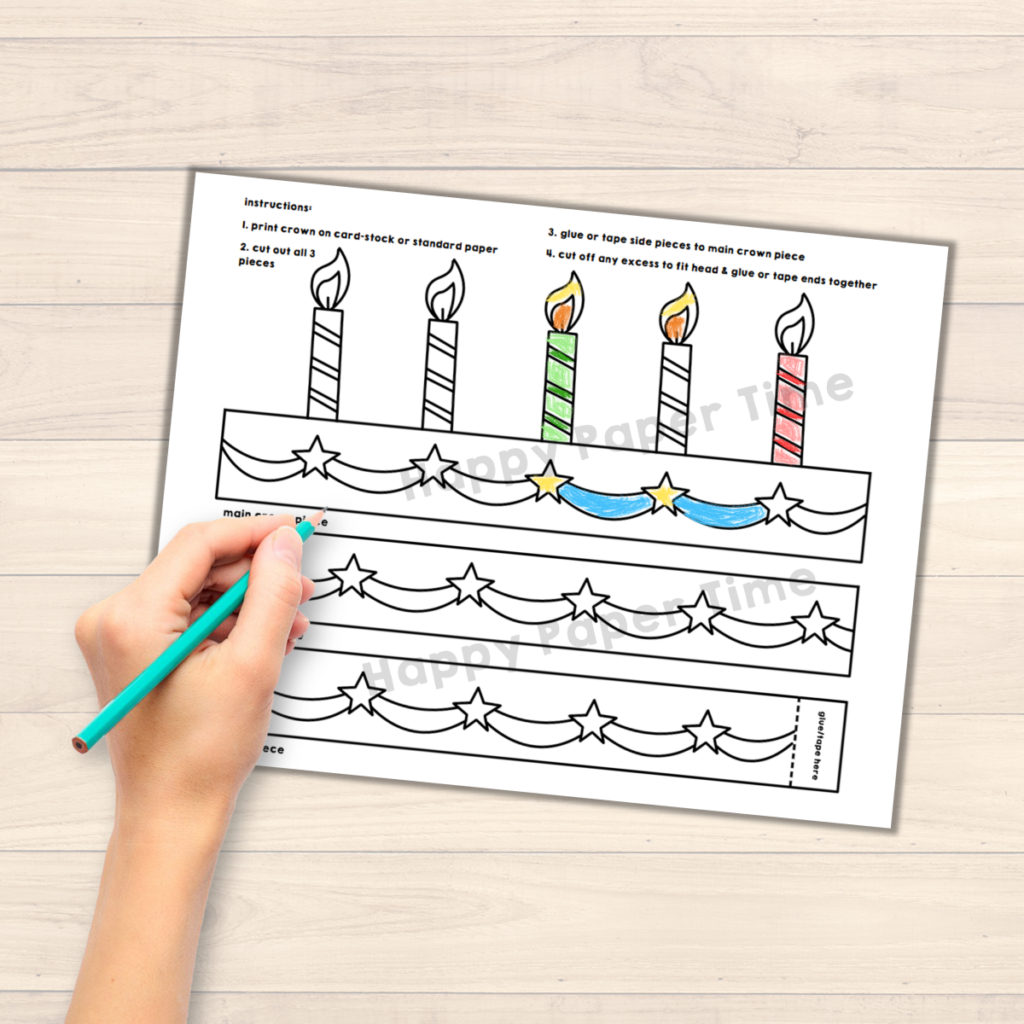 Happy Birthday Paper Crowns Headbands Hats Printable Coloring Craft ...