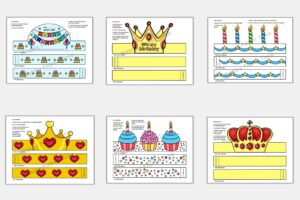 Happy Birthday Paper Crowns Headbands Hats Printable Coloring Craft ...
