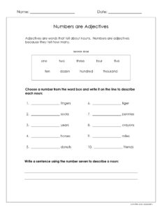 What is an Adjective? - Colors/Numbers/Flavors... 6 worksheets - Grade ...